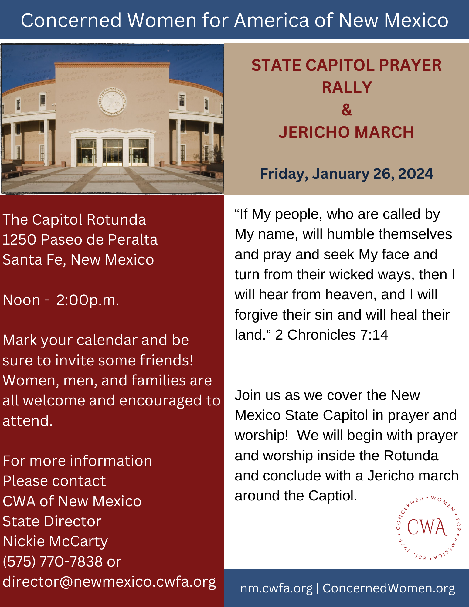 Join us for our 2024 Prayer Walk in Santa Fe. – Concerned Women for America